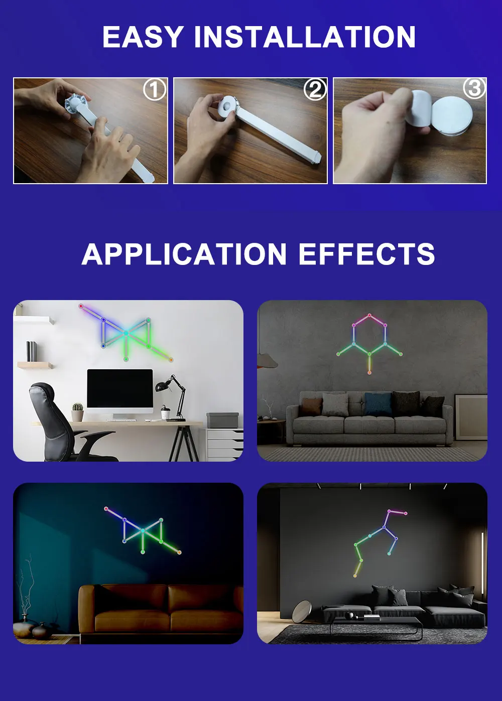 DIY RGB Smart Splicing Glide Wall Lighting for Gaming
