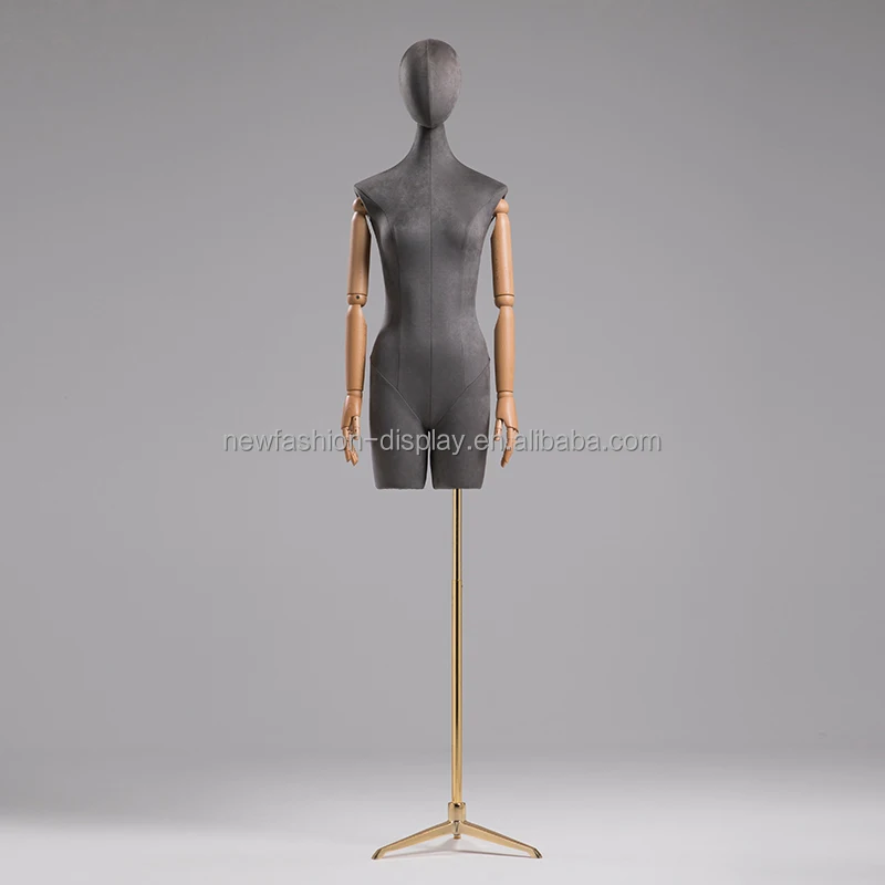 Boutique Half Body Adjustable Female Mannequin Upper Body Velvet Half ...