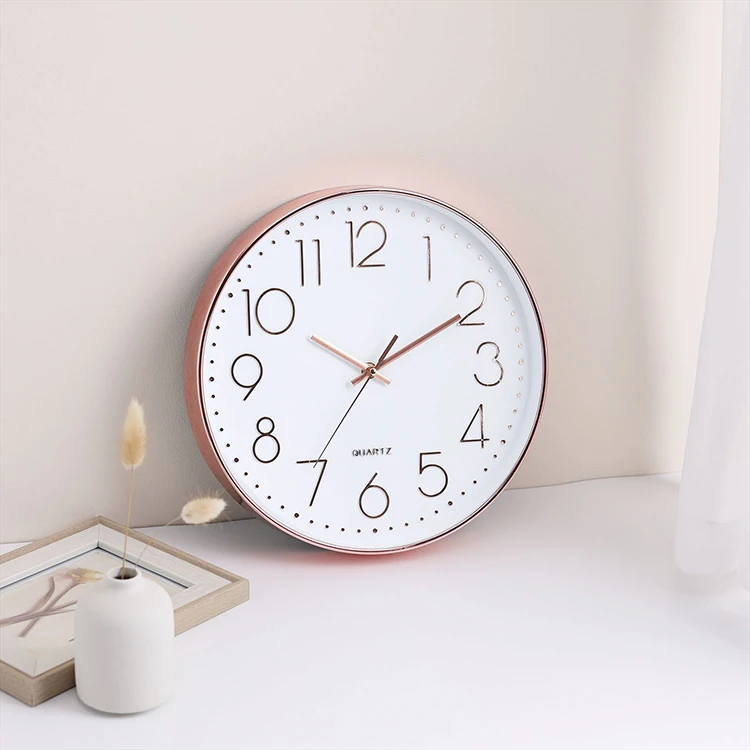 12inch Plastic Rose Gold Clock Silent Movement Modern Large 3D ...