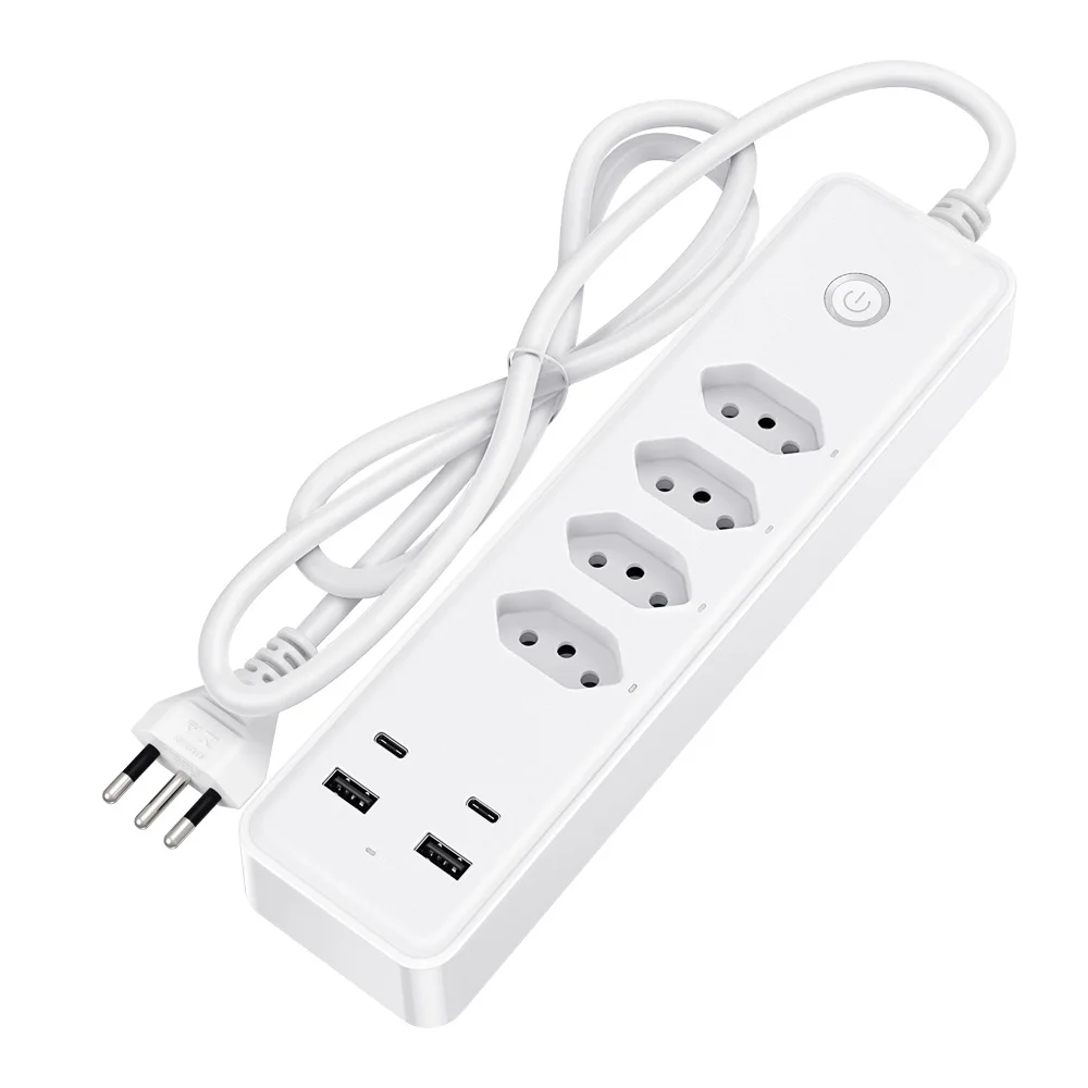 4 Socket Indoor Extension Cord With Surge Protector Power Strip 8 Wide ...