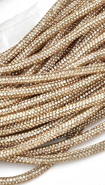 6mm Round Rhinestone Cord Glitter Glass Crystal Rope For Hoodies Sport ...