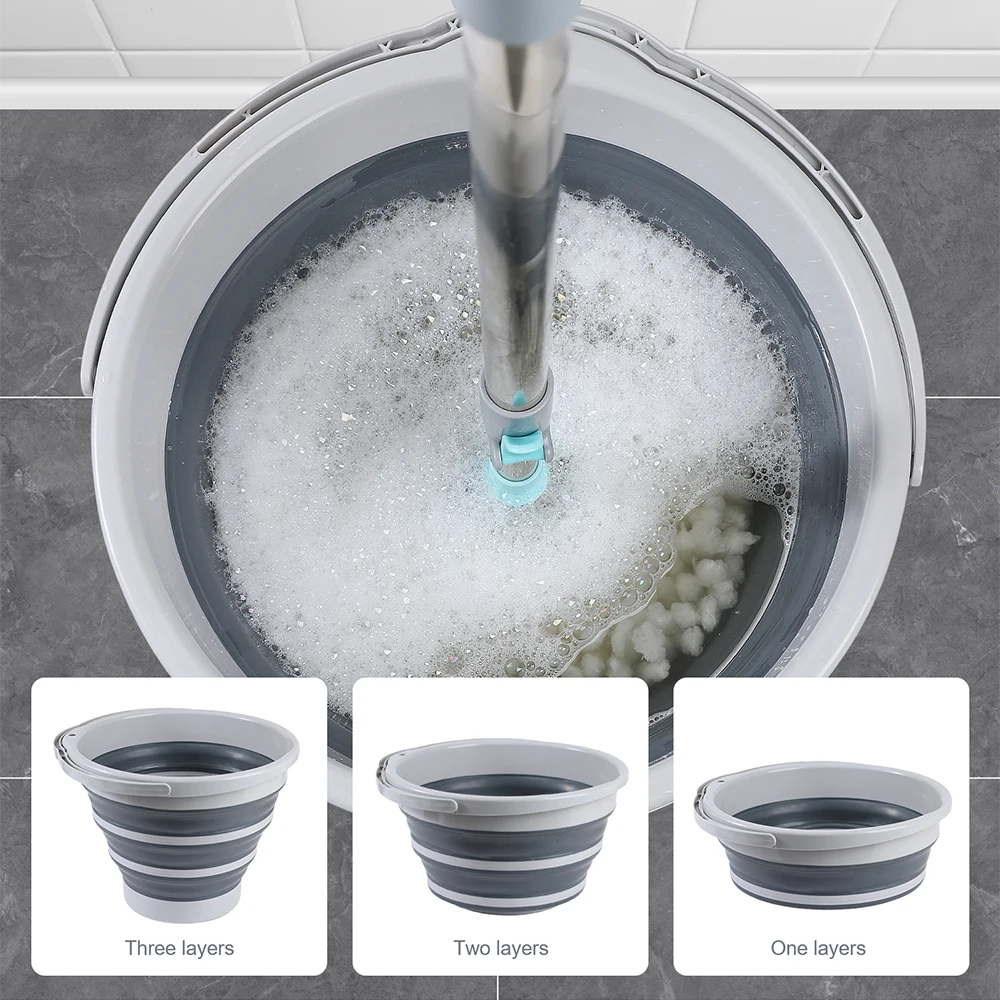 Foldable 10l 15l 20l Silicone Washing Collapsible Mop Bucket Outdoor ...
