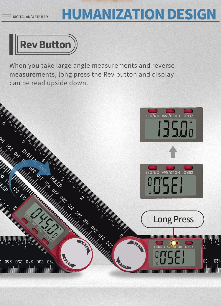 200mm Digital Angle Ruler - Precise Electronic Measurement