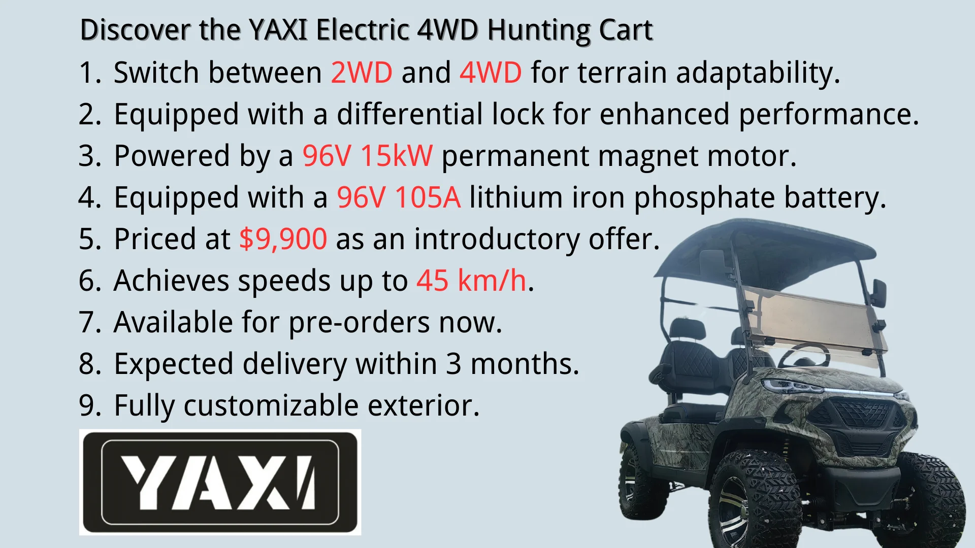 2 Seat Ac Motor 4x4 Electric Golf Cart With 96v 105ah Lithium Ion ...