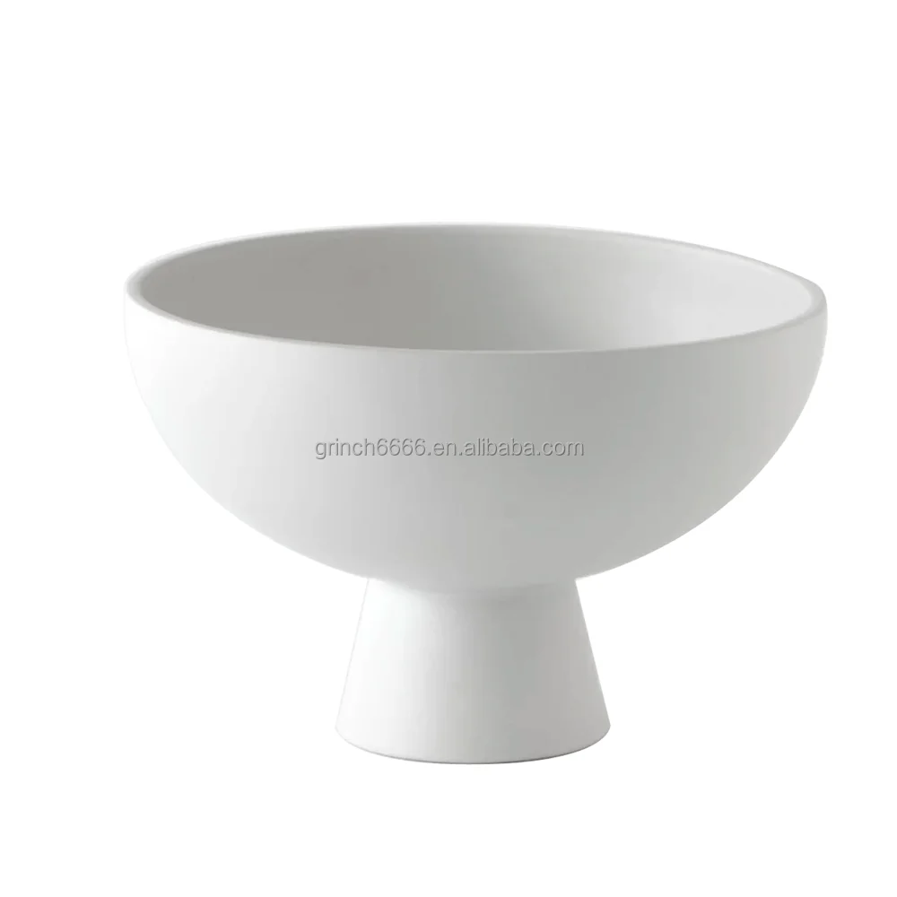Ceramic Compote Bowl for Plant and Flowers - White Vase