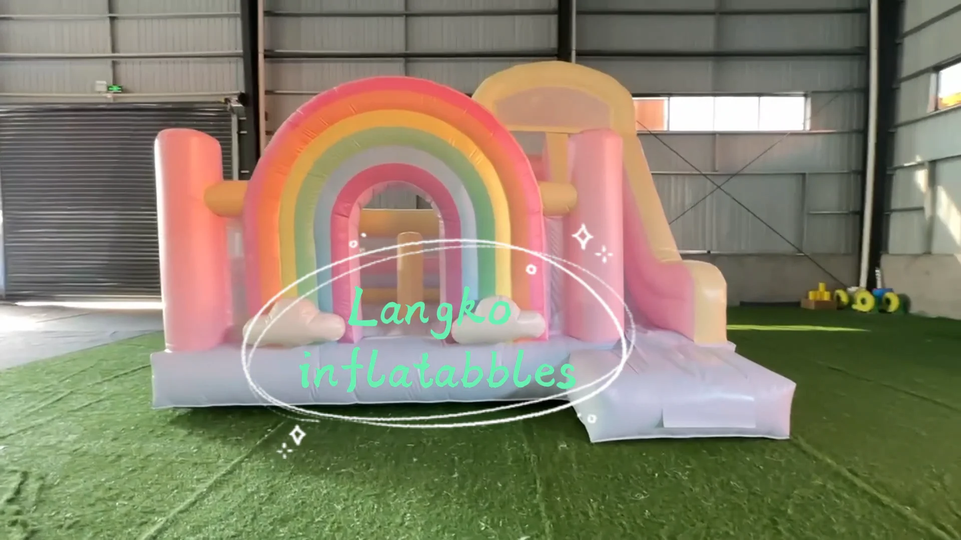 Luxury Commercial Rainbow Inflatables Combo With Ball Pit Party Rental ...