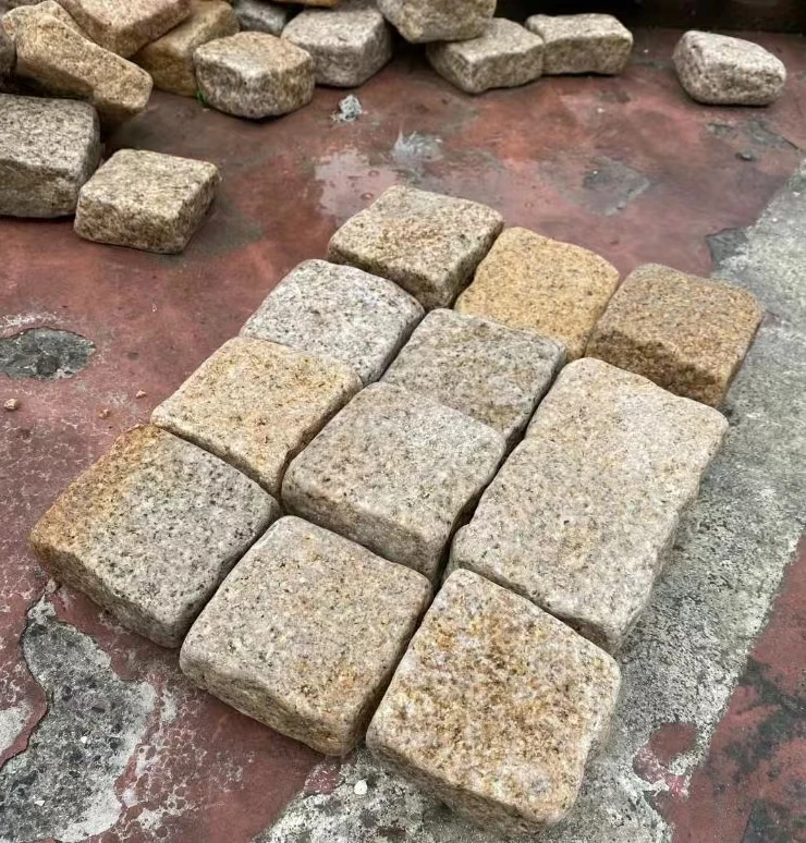 Yellow Granite Cobble Stone for Driveway Paving Pavement Natural Stone ...