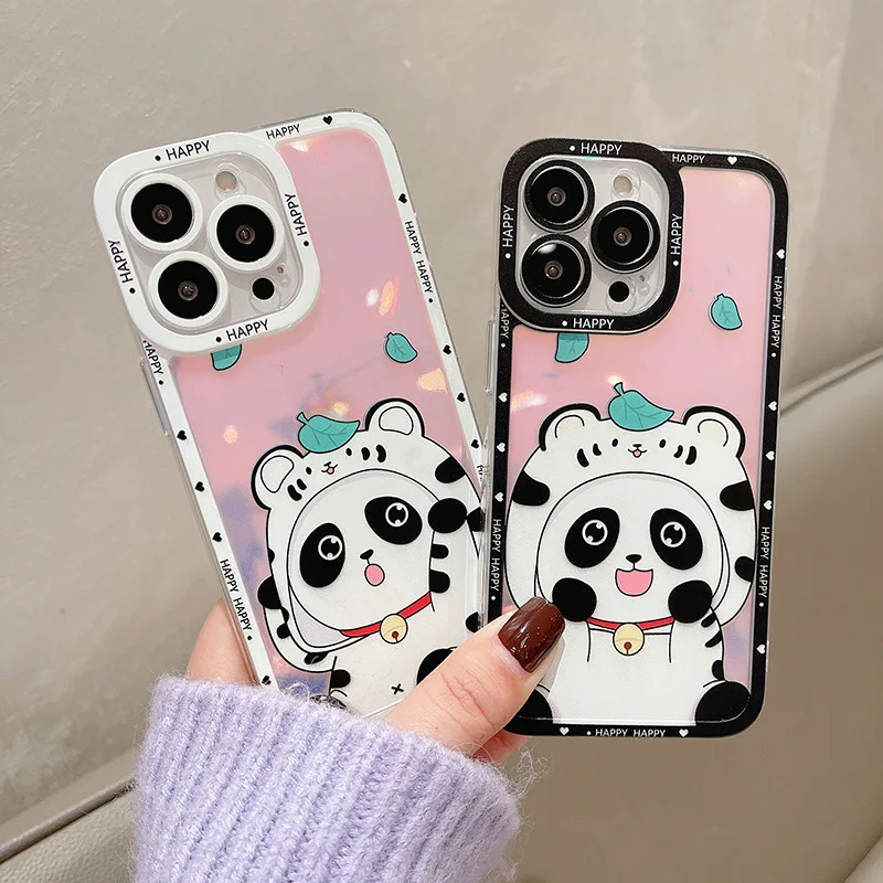 Cute Transparent Panda Soft Silicone Phone Case For Iphone 13 12 11 Pro ...