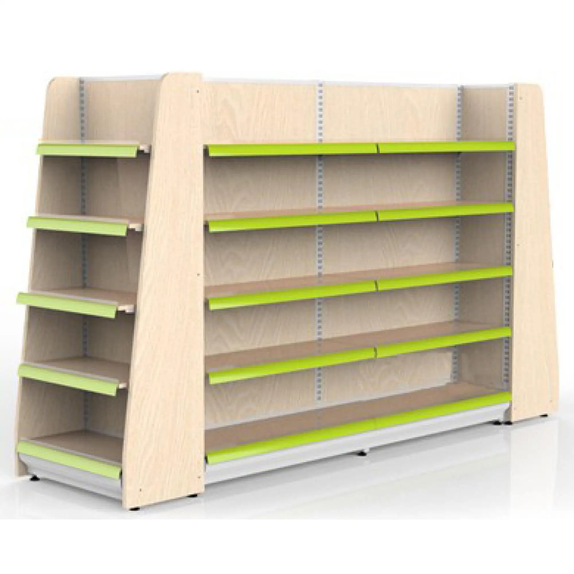 Customized Steel and Wood Shelves - Supermarket Display Racks