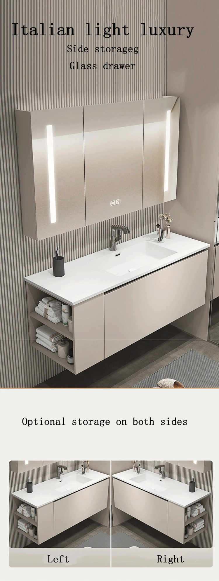 Modern Luxury Bathroom Vanity With Sink Grey Design Soild Wood Cabinet ...