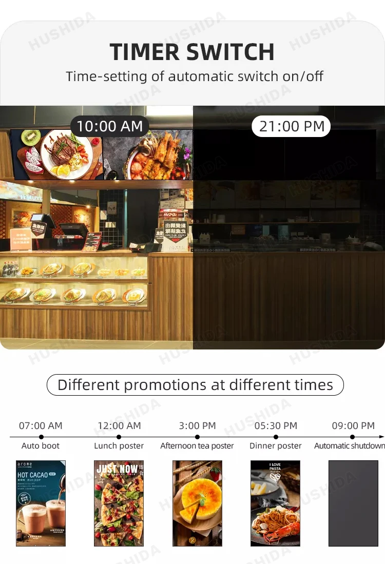 32 43 55 Inch Remote Control LCD Menu Boards for Restaurants