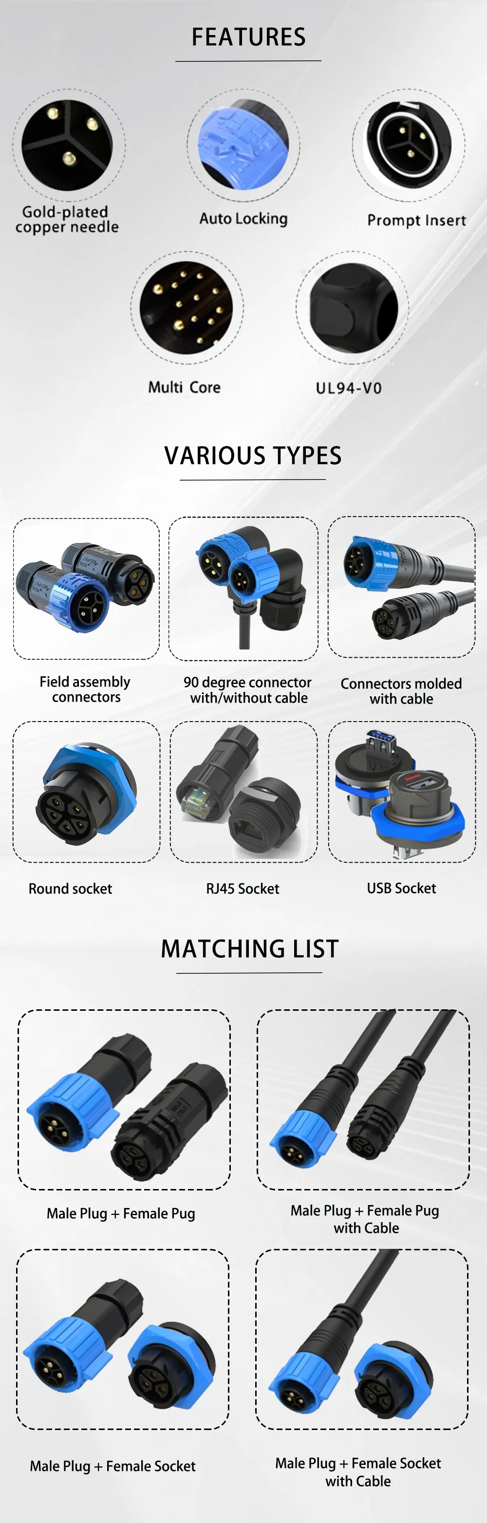 Jnicon Male Female Series Waterproof 9 Pin Quick Lock Aviation ...