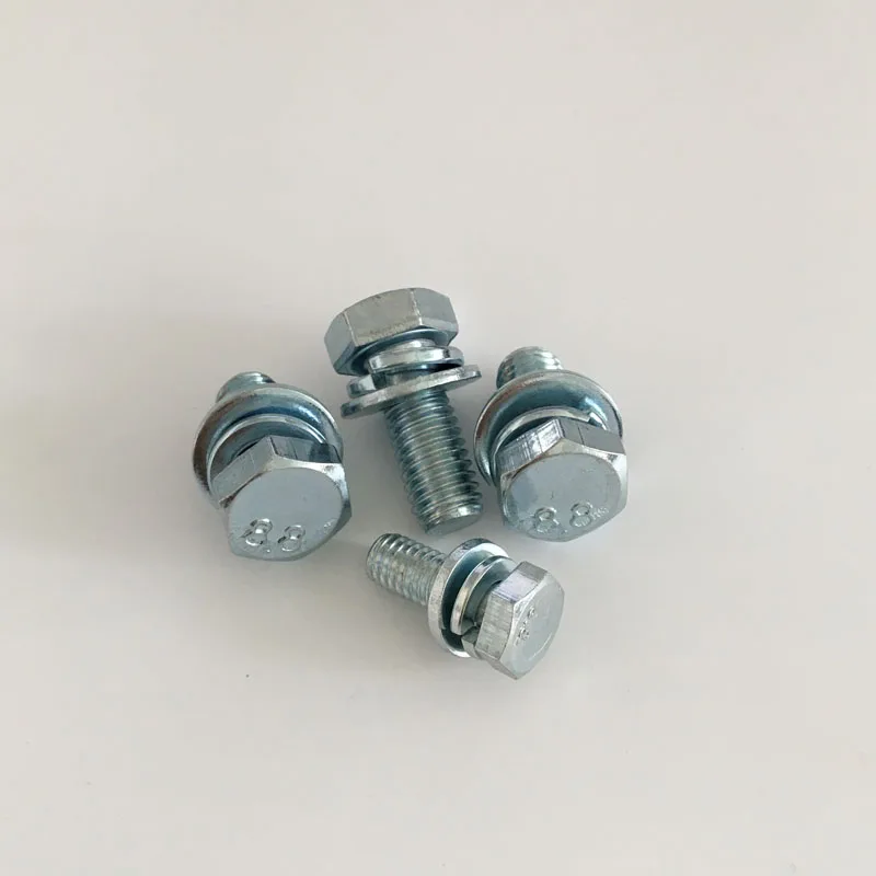 8.8 Grade Galvanized Outer Hexagonal Triple Combination Gb9074.17 Bolt With Flat Spring Washer ...