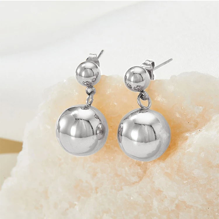 Wholesale New Design 18k Gold Stainless Steel Long Dangling Big Ball ...
