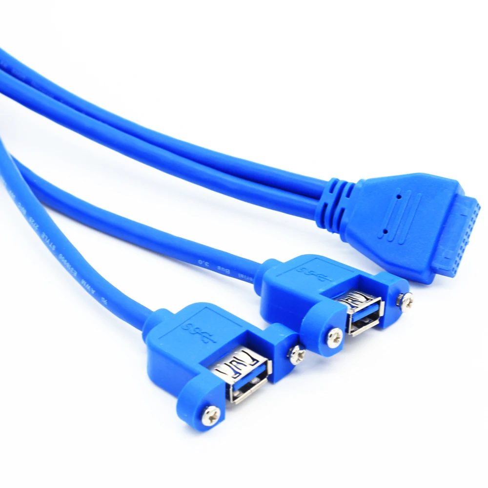 Computer Motherboard Data Cords IDE 20Pin to 2 USB 3.0 Panel Mount ...
