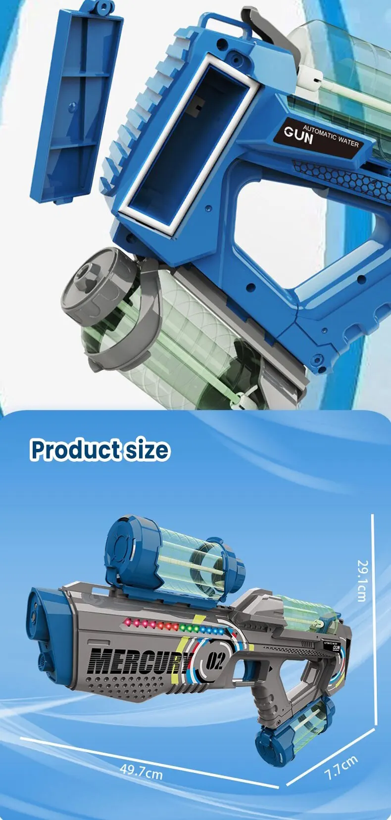 Battery-powered Water Gun Automatic Led Water Blaster Gun Electric ...