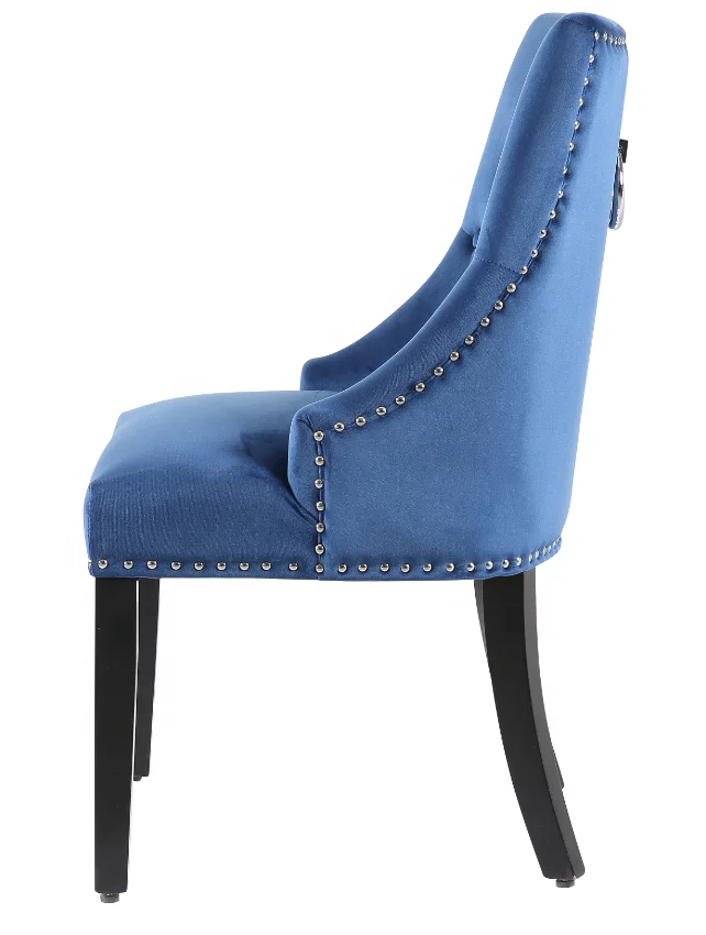 Dark Blue Velvet Round Metal Loop Dining Chair - Buy Dark Blue Dining ...
