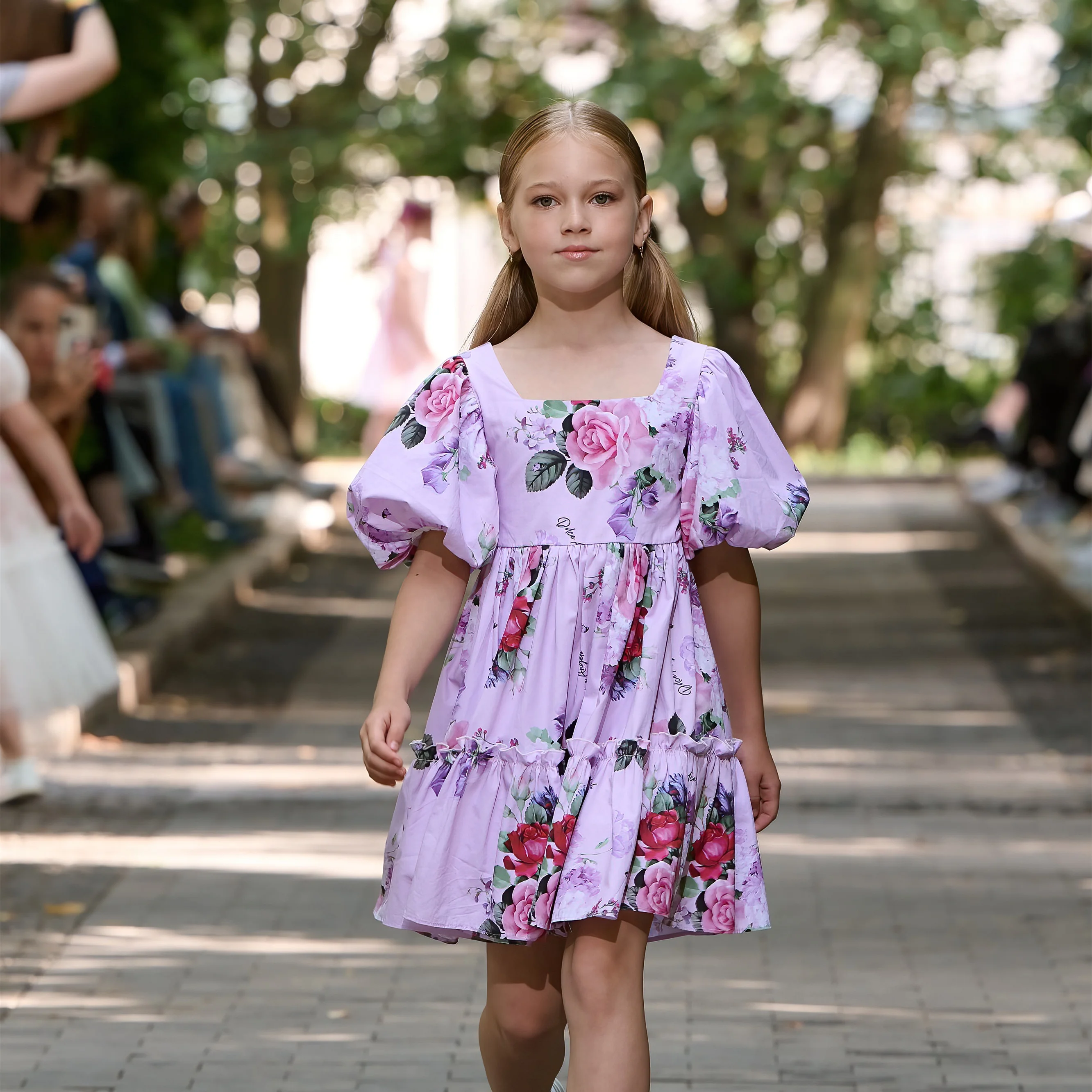 Stilnyashka 23727-2 purple flower girls dresses,Puff sleeve kids dresses for girls,Summer Party ...