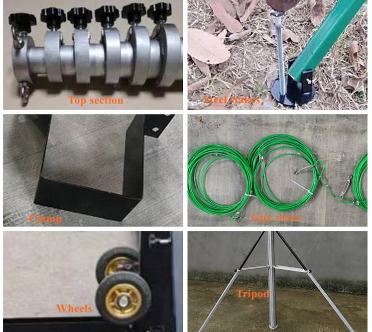 18ft, 40ft, and 60ft Lockable Push up Masts for Sensor Deployment