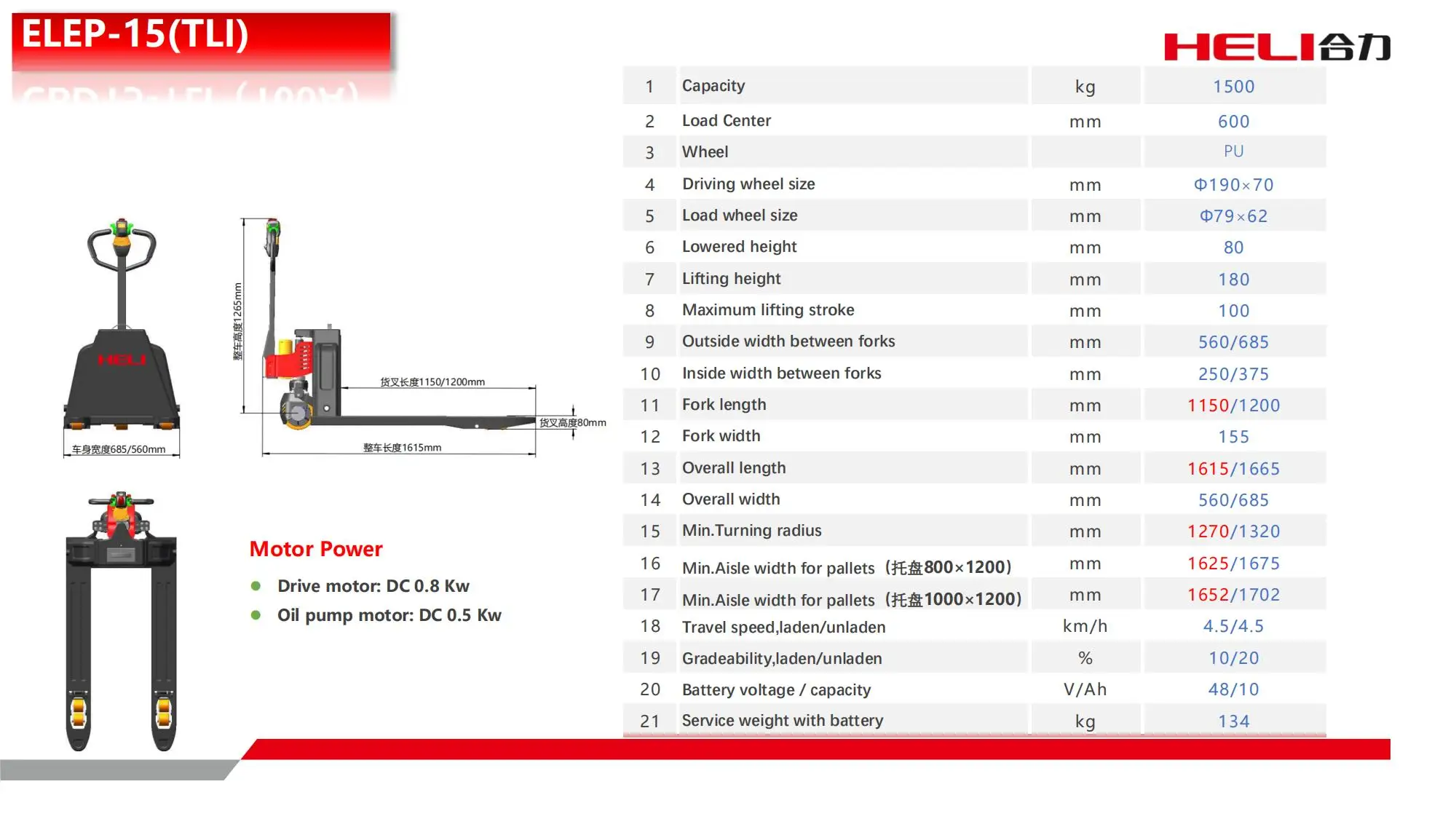Everlift Electric Pallet Truck 1.5 Ton Lithium Battery Powered Pallet Jack Elep-15 Mini Forklift ...