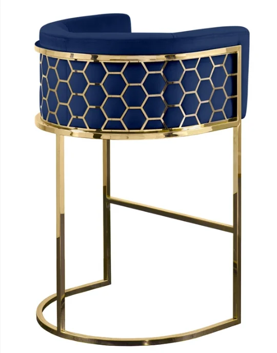 Nordic Modern Multicolor Metal Bar Stool with Velvet Fabric