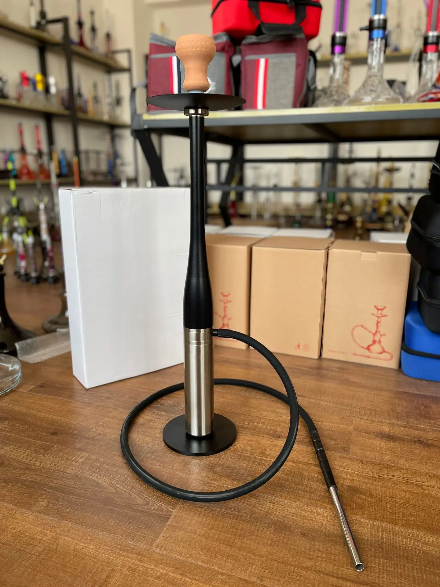 Hookah Set Baseball Style Wood Aluminum Alloy Shisha Silicon Hose Large ...