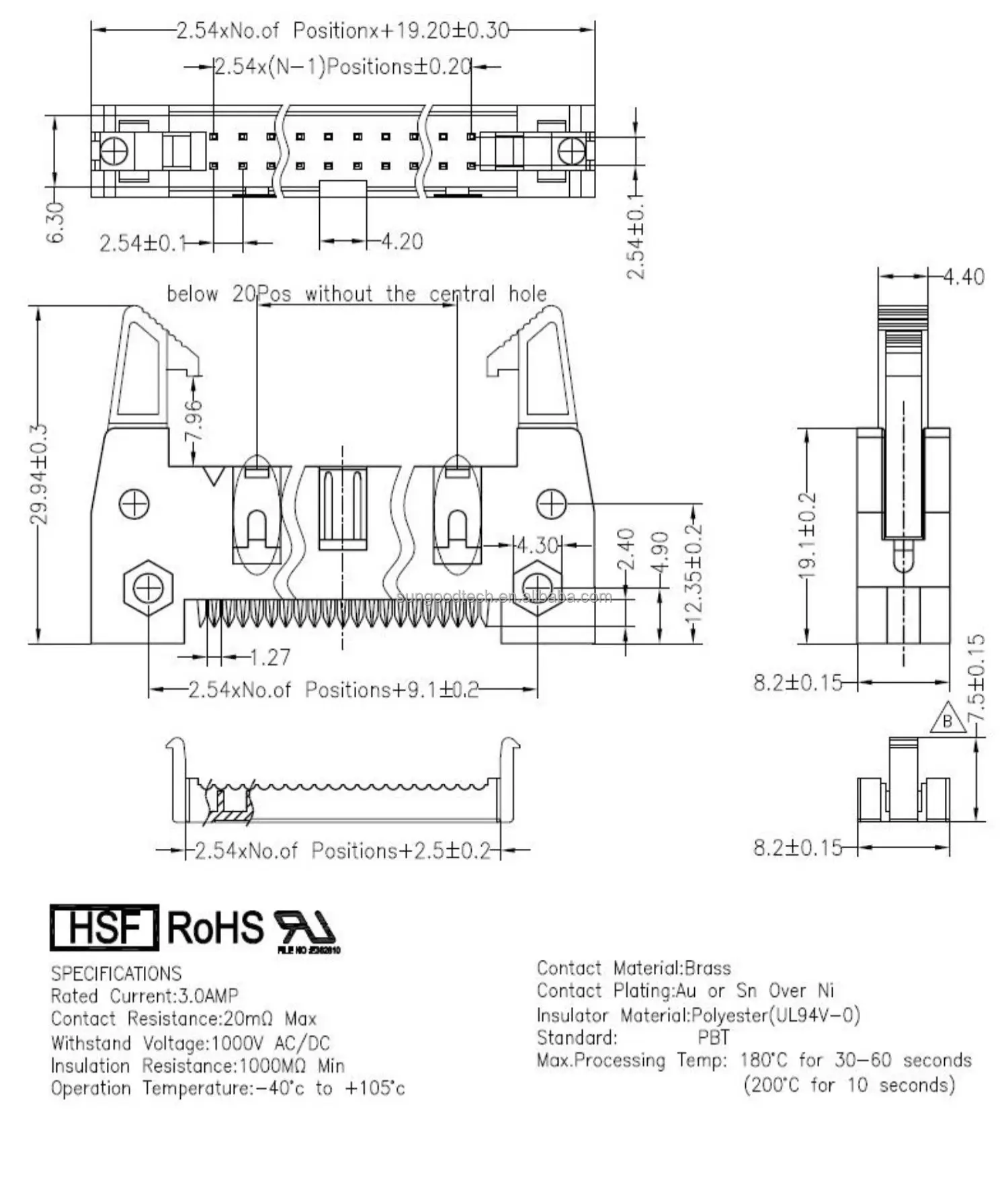 2.54mm Idc Connector With Lock Ds1012-64lmn2a8 Dc2-64p 64pin 2*32p Male ...