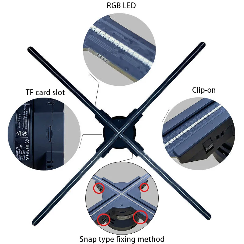 3d Hologram Projector Fan 4 Blades Hologram 18cm To 180cm Big ...