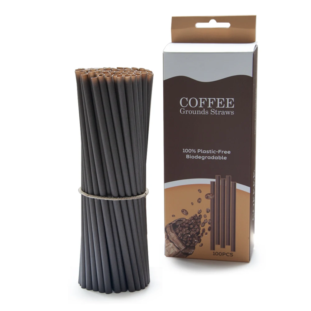 Custom Logo Coffee Ground Straws - Biodegradable & Reusable
