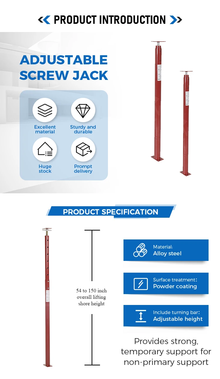 Construction Props Construction Adjustable Screw Jack Stands Steel Prop ...