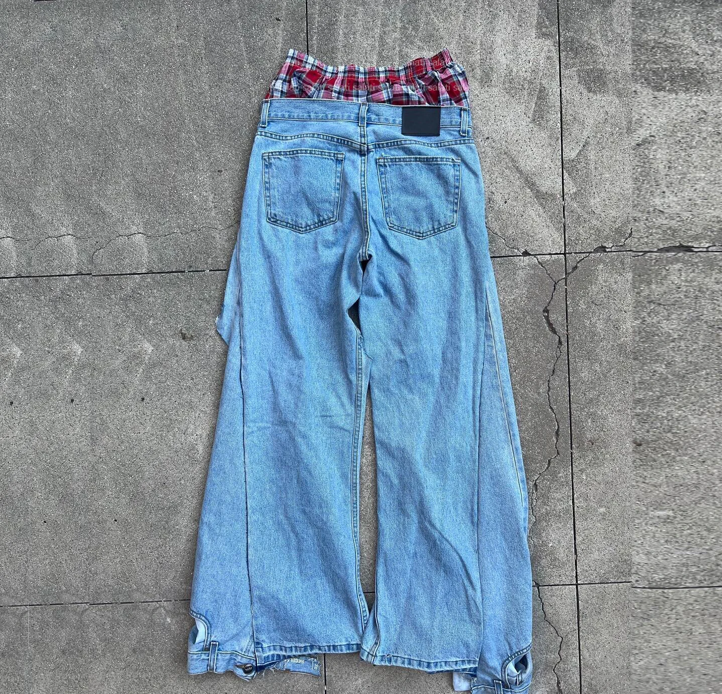 Salati Custom Double Waist Denim Pants - Flare & Ripped