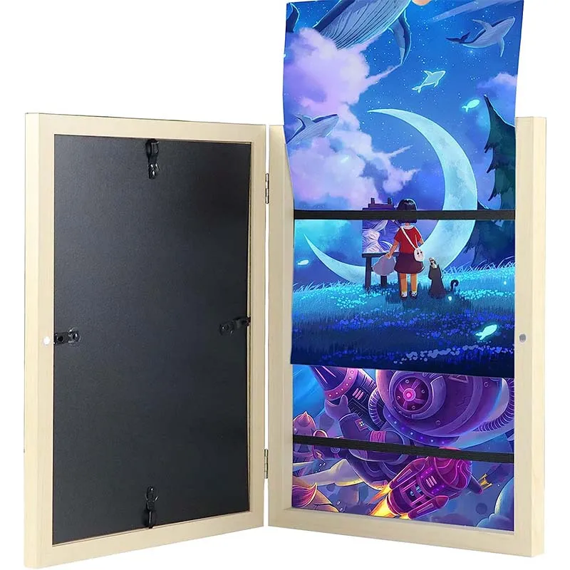 Wooden Kids Art Flip Photo Frame Front Opening Artwork Frames ...
