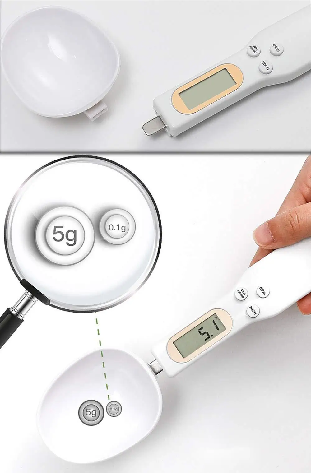 500g/0.1g Digital Spoon Scale - Precise Kitchen Measuring