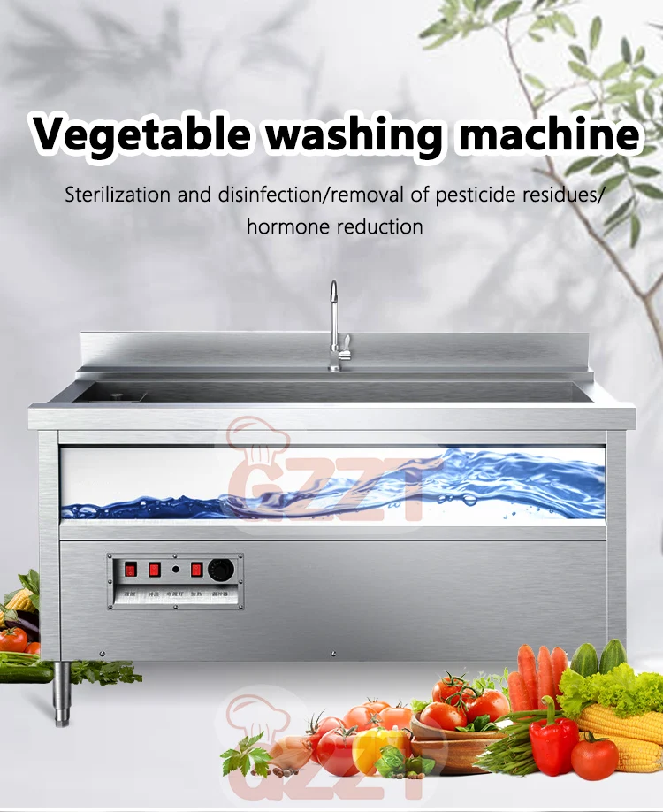 200kg/h Restaurant Kitchen Small Fruits Cleaner Sink Price Basket Ultrasonic Vegetable Washer ...