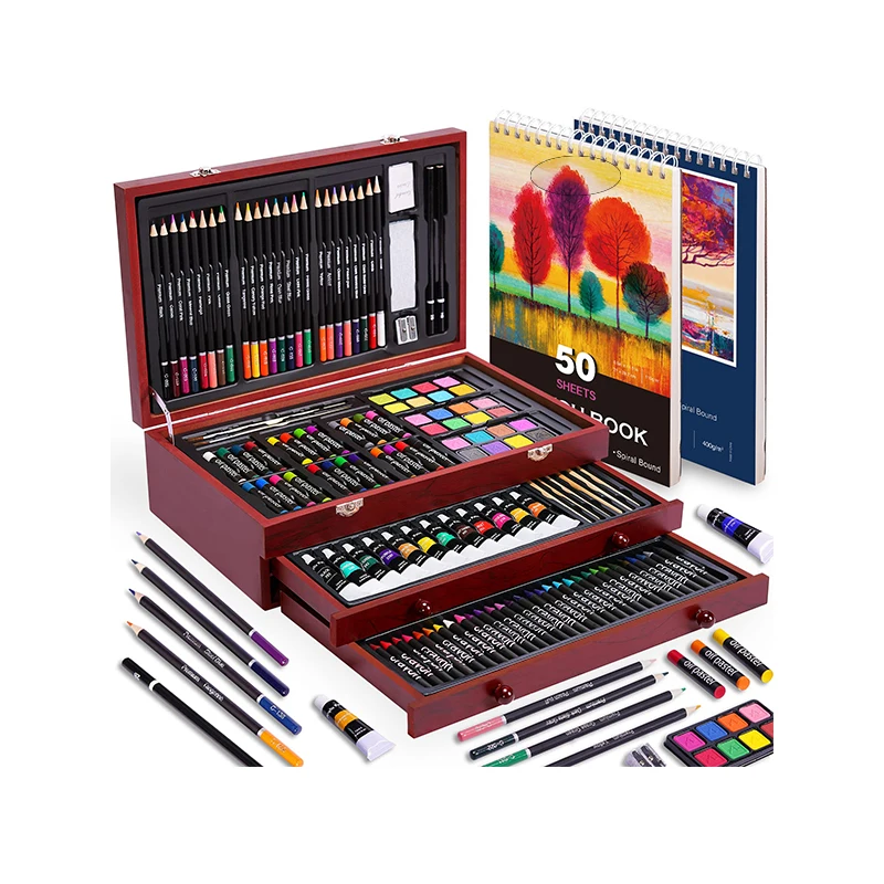 175 Pcs Deluxe Art Set With Acrylic Paints Crayons Colored Pencils ...