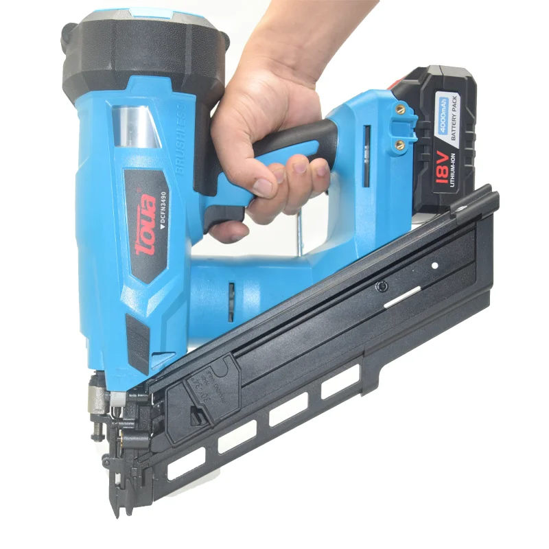 Toua Dcfn3490 Heavy Duty Cordless 1st Fix Nail Gun Framing Nailer For Wood 21v Battery 34 Degree ...
