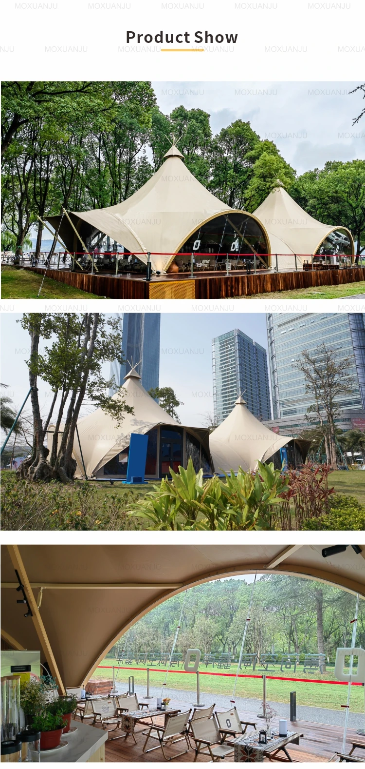 Outdoor Large Luxury Aluminum Teepee Indian Glamping Tents