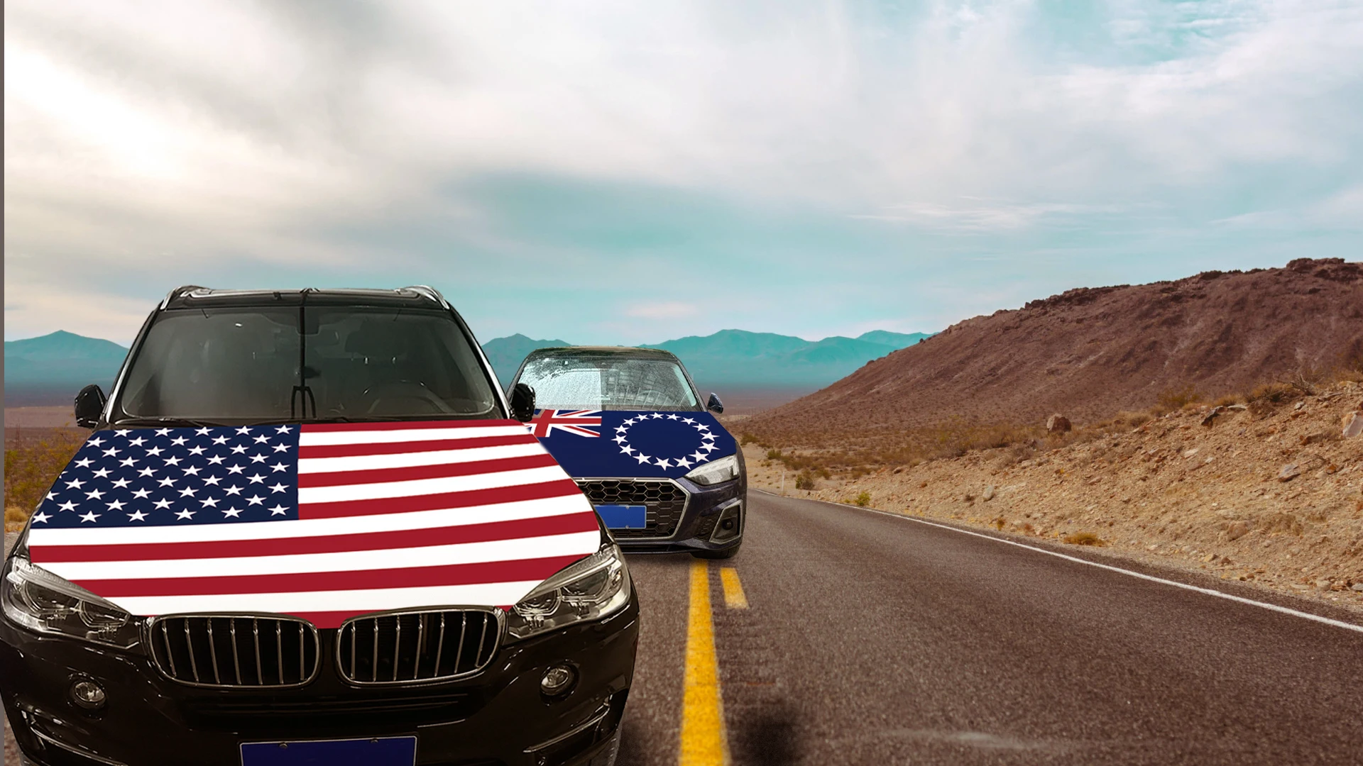 Azerbaijan Car Hood Flag - Custom Size & Heat Transfer Printing