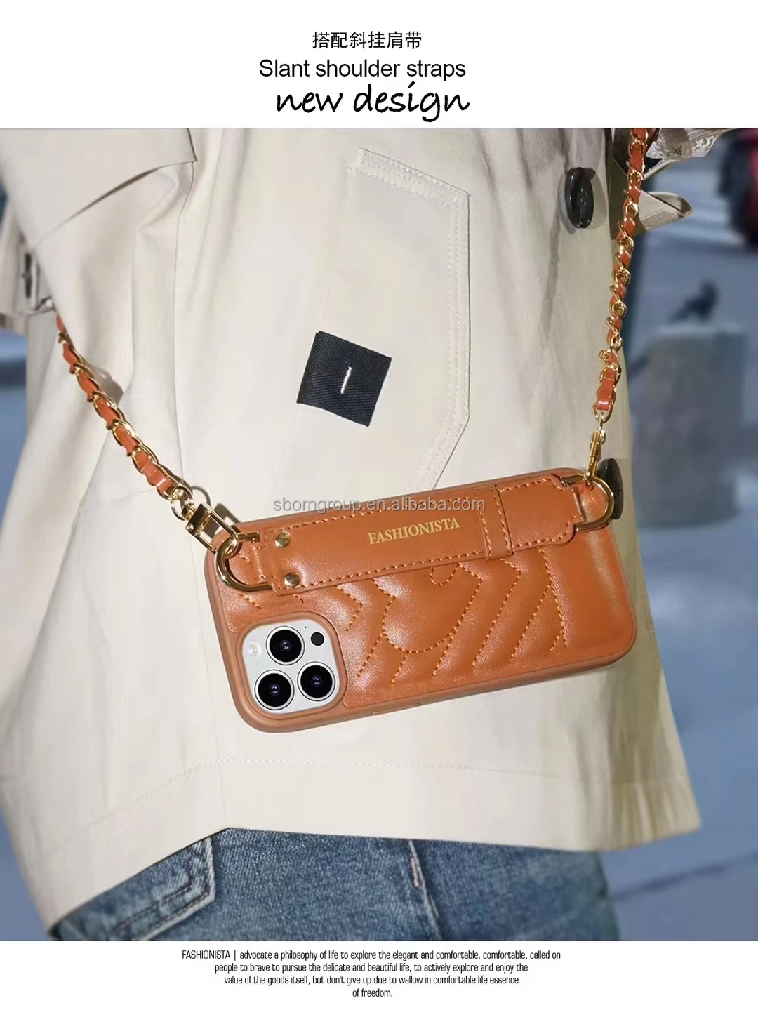 New Design Diagonal Slant Strap Bag Style Leather Phone Cover For ...