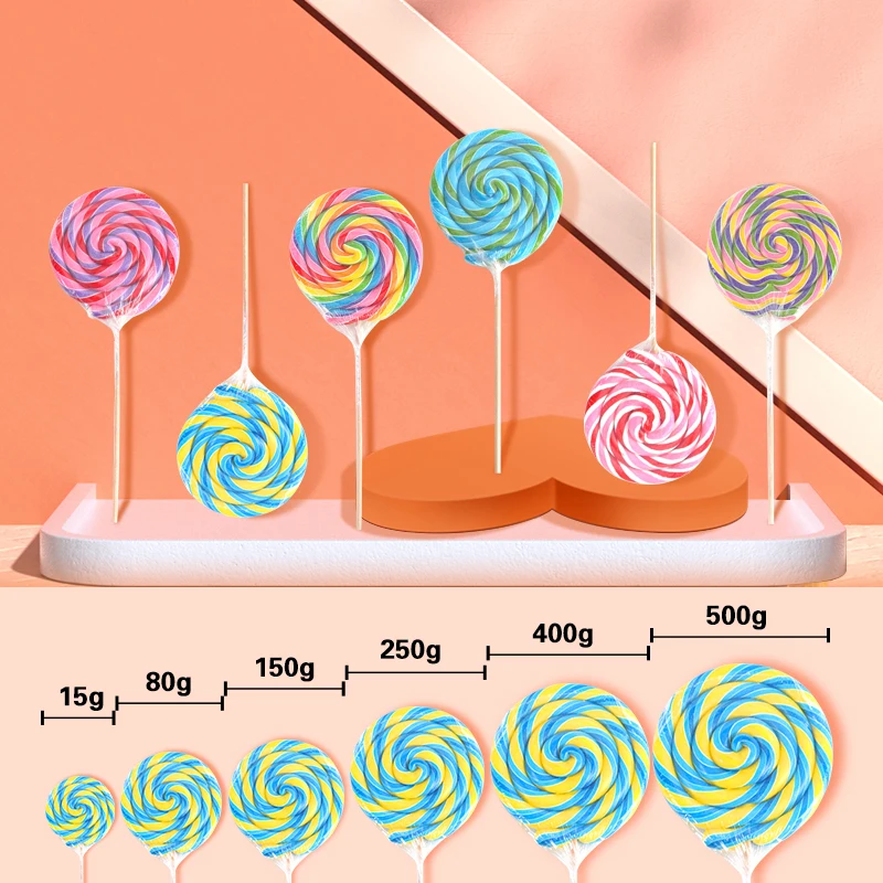 Colorful Hard Halal Lollipop Rotating Colorful 15g Round Swirl Sweet ...