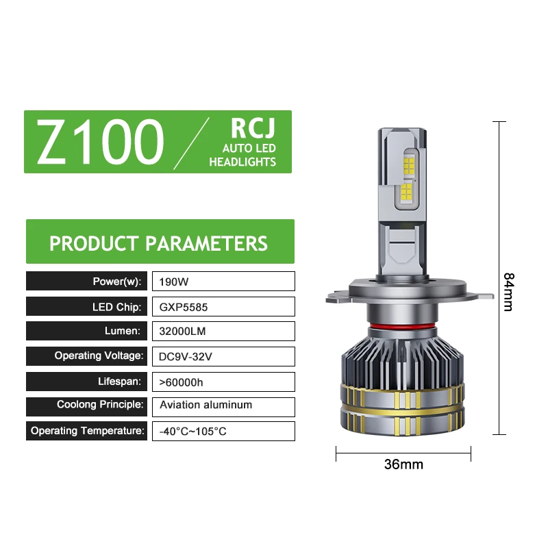 RCJ Super Bright Car LED Lights - 27000LM Z80 Headlights