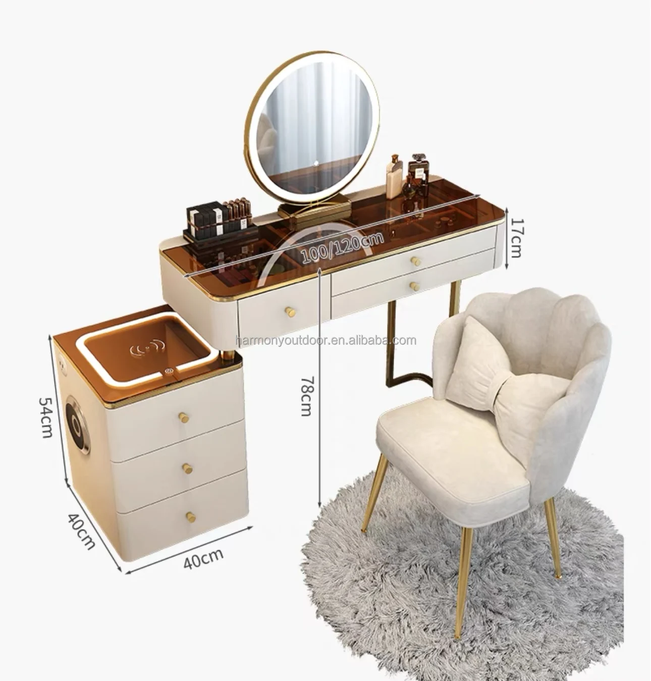 Bedroom Furniture Storage Wireless Charging Bluetooth Makeup Dresser ...