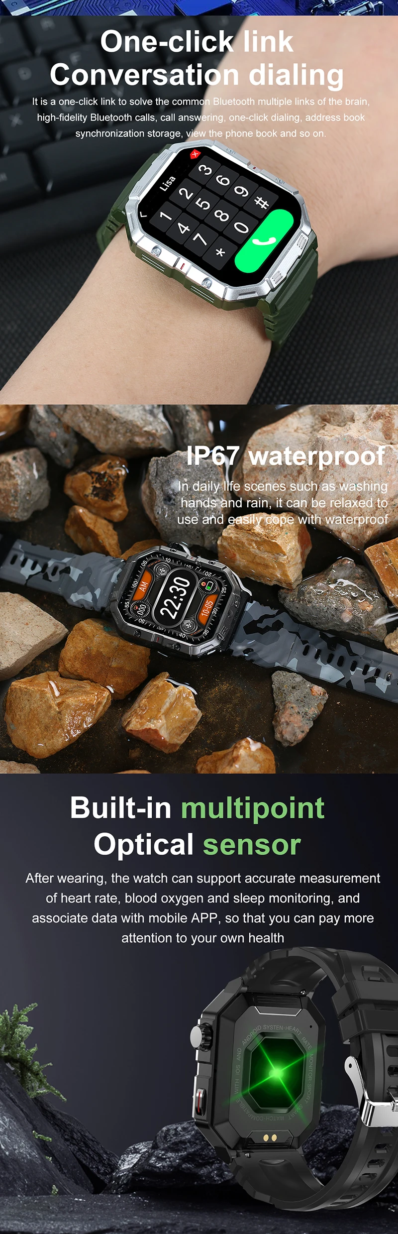 2023 New Women Smart Watch Bt Call Heart Rate Monitor Sport Tracker ...