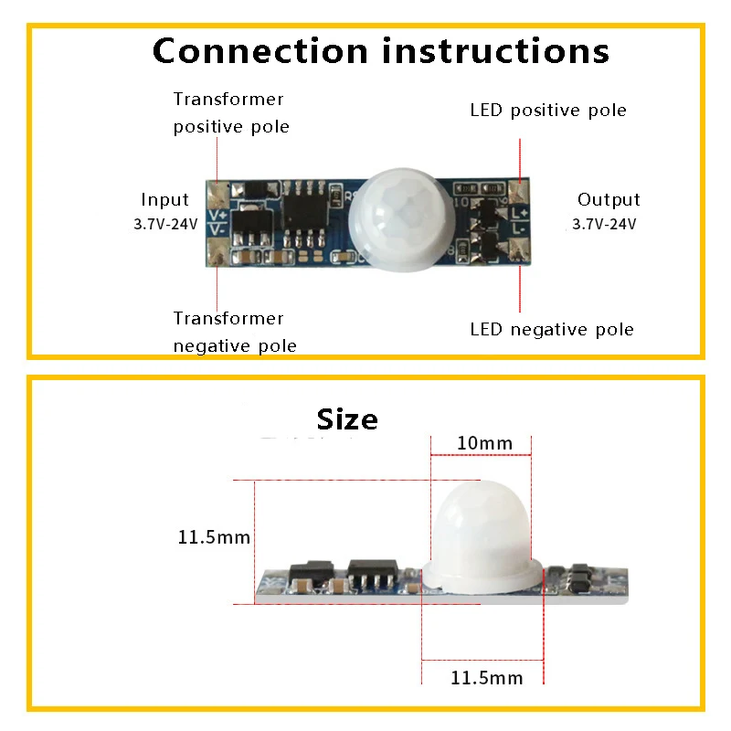 Pir Sensor 12v 24v With Pcb Board Human Infrared Motion Sensor Module ...