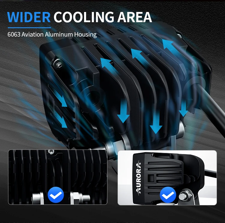Aurora LED Waterproof IP68 & IP69K Car Work Light for Offroad