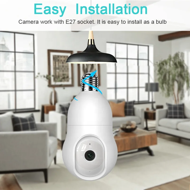 Tuya E27 Bulb Panoramic Camera WiFi 4MP Two Way Audio 3.6mm Lens Easy ...