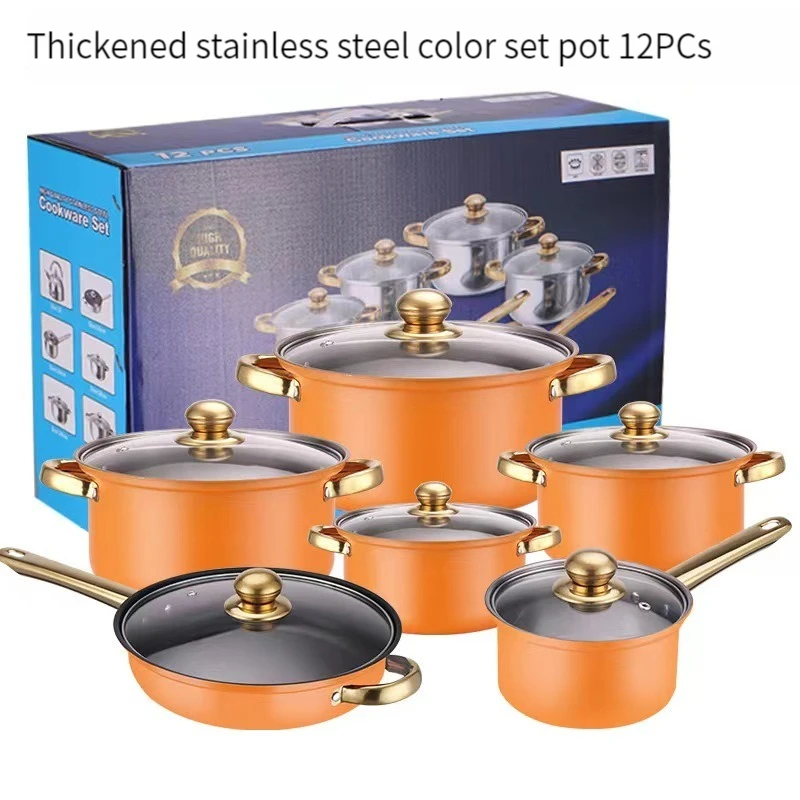 12 Pcs Stainless Steel Multifunctional Cooking Pot Milk Pot Cookware ...