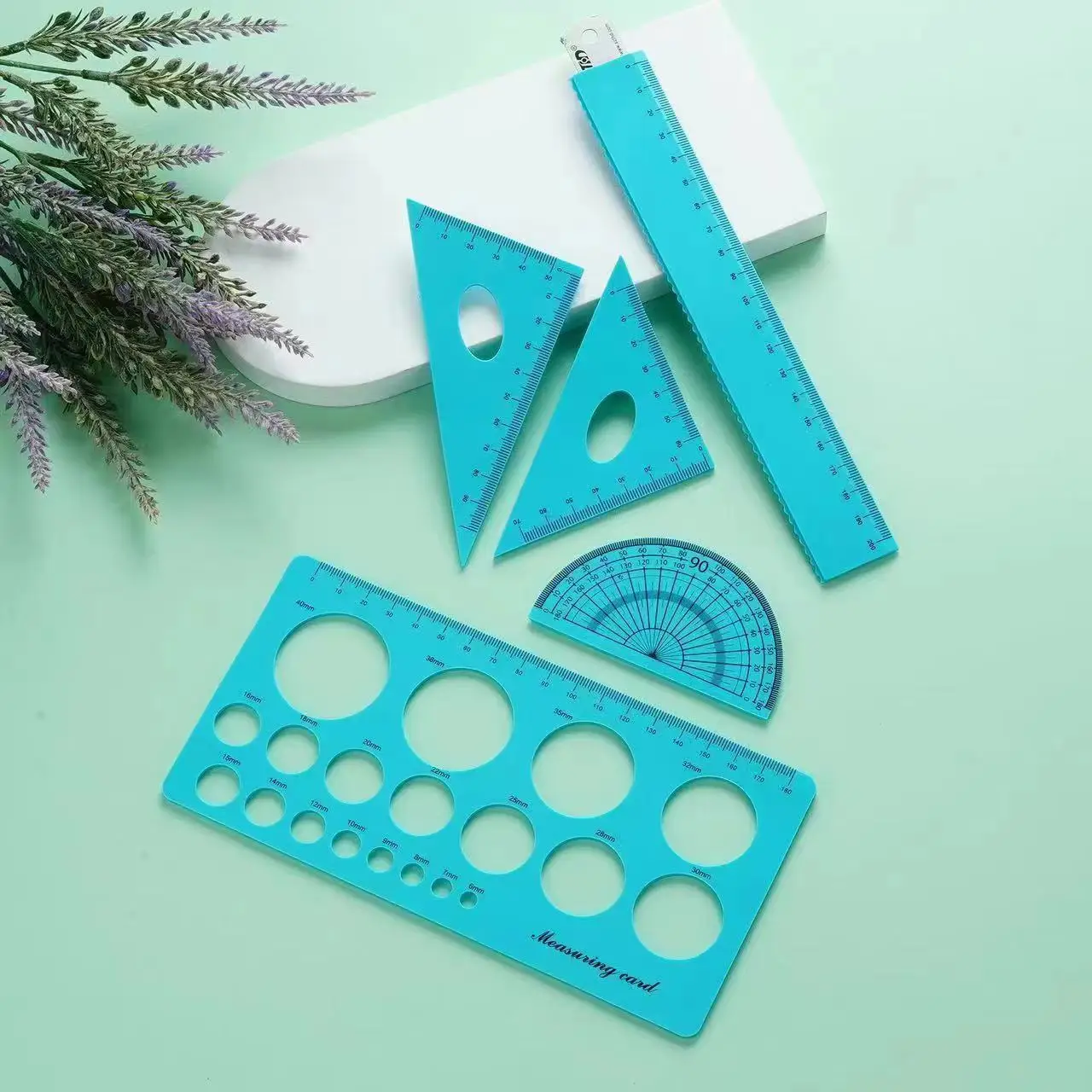 New Silicone Ruler 20 Cm For School Transparent Triangle Ruler Set For ...