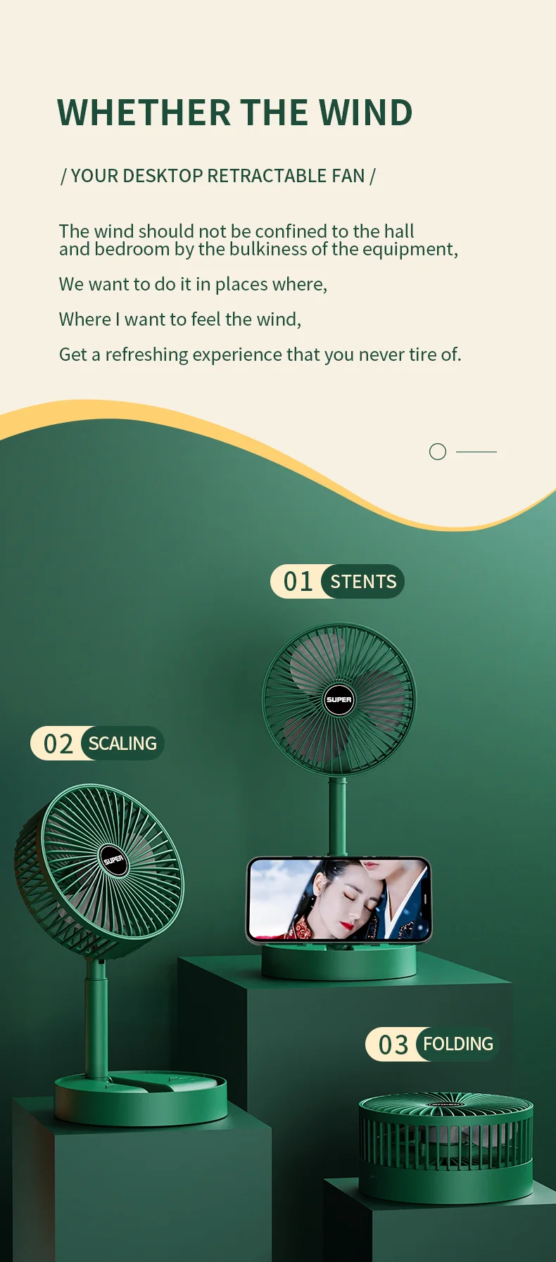 Adjustable Rechargeable Standing Air Cooler Fan Foldable Telescopic Fan ...