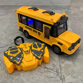 Rc School Bus Toy Remote Control Bus Yellow 27mhz R/c Model With Led ...